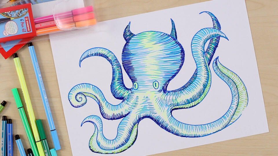 How to draw an octopus